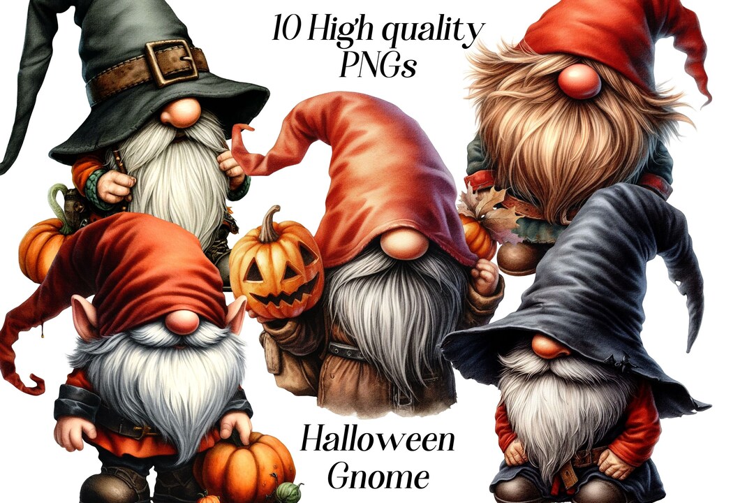 Watercolor Halloween Gnome Clipart: 10 PNG Files (digital Download) - Etsy