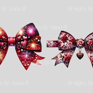 Watercolor Valentine Bow Clipart, 10 High Quality PNG Files, Love ...