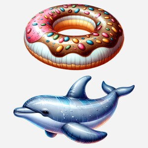 Watercolor Inflatable Pool Toys Clipart, 13 PNG Files, Summer Clipart ...