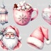 Watercolor Pastel Pink Christmas Clipart, 15 High Quality PNG Files ...