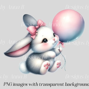 Watercolor Bunny Clipart: Birthday Party Animal Pngs (digital Download ...