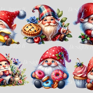Watercolor Gnomes Eating Food Clipart, 42 PNG Files, Cute Garden Gnome ...