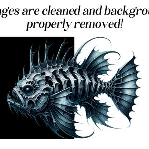 Watercolor Gothic Fish Clipart, 12 PNG Files, Black Coloured Fish ...