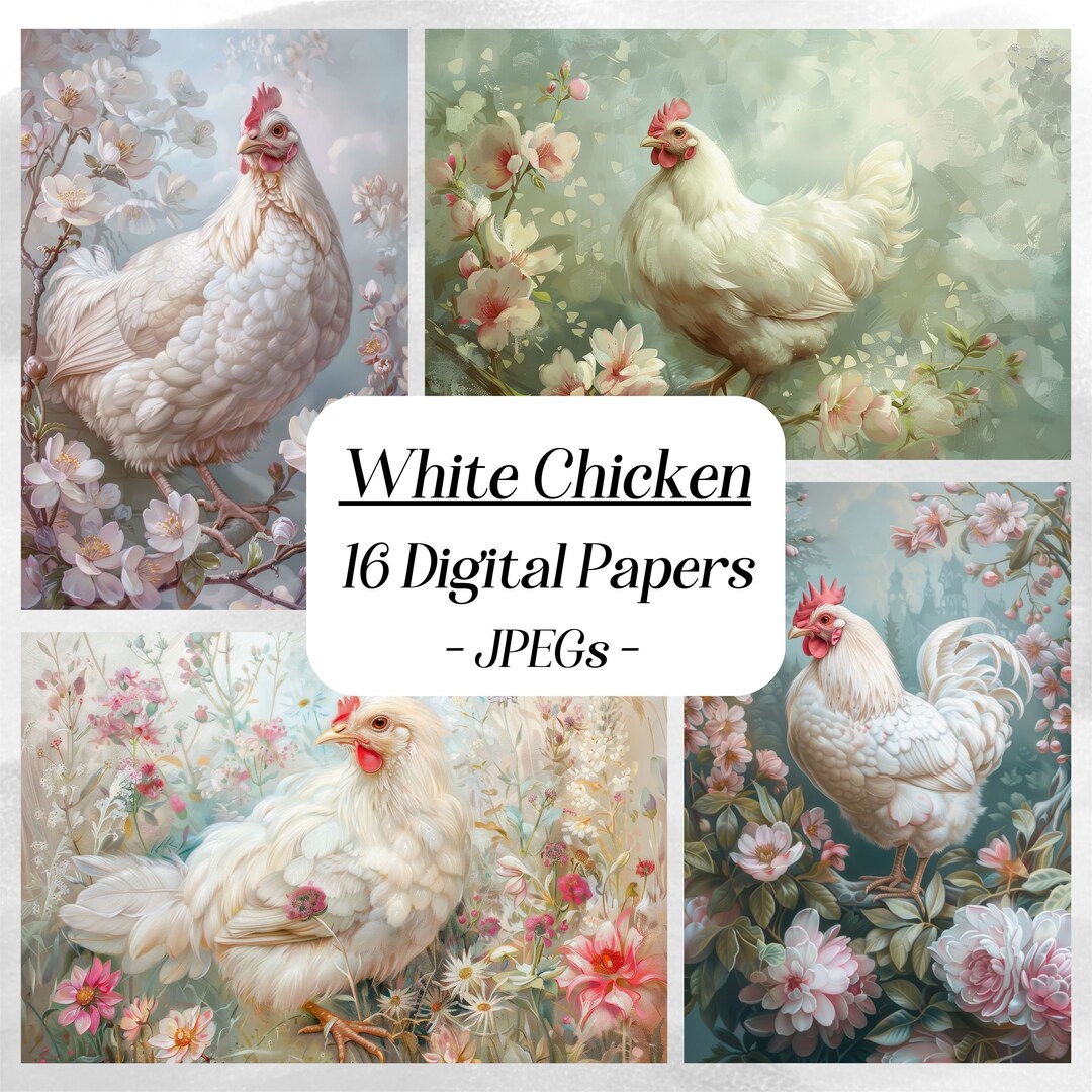 Chicken, Digital Paper, Printable Paper, Scrapbook Paper, Bird, Farm ...