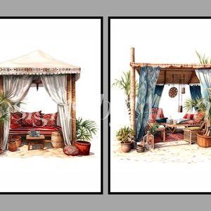 Watercolor Boho Beach Clipart, 10 High Quality JPEG and PNG Files ...