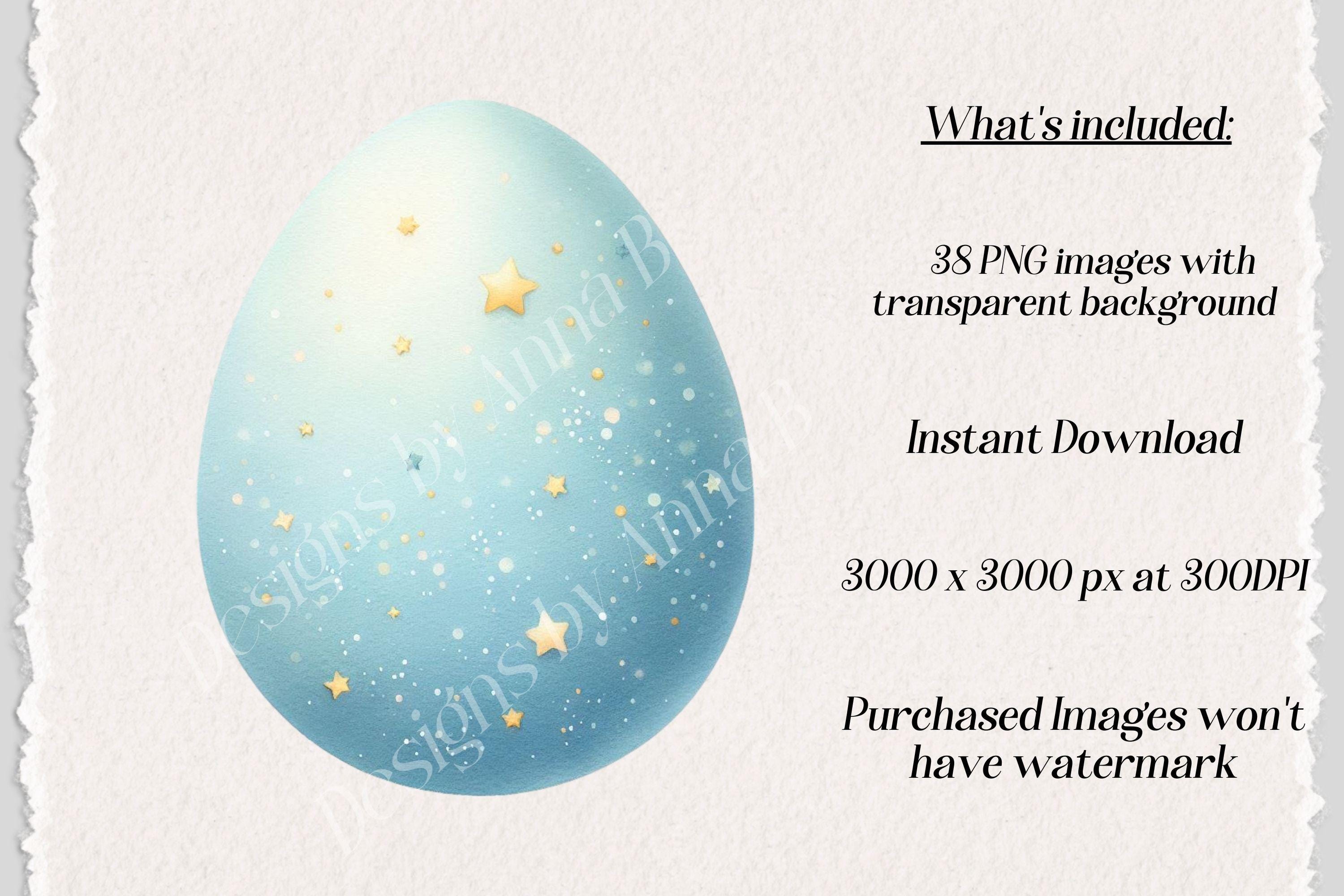Watercolor Easter Egg Clipart: 38 Pastel PNG Graphics (digital Download ...