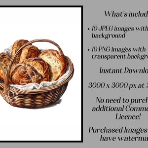 Watercolor Bread Basket Clipart: Bakery Food Art (JPEG, PNG) - Etsy