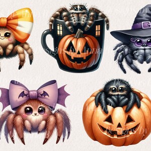 Spooky Halloween Jumping Spider Watercolor Clipart (digital Download ...