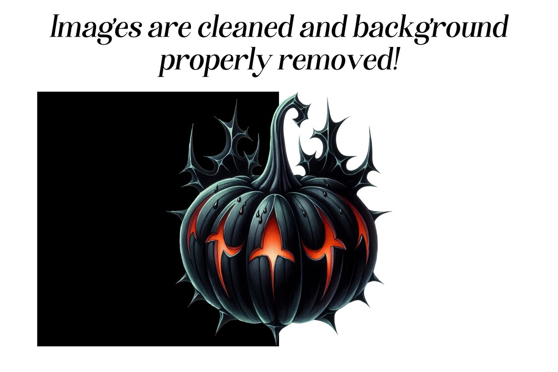 Watercolor Gothic Pumpkin Clipart: Spooky Halloween PNG Images (digital ...