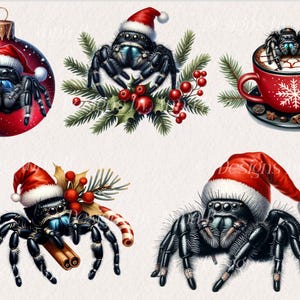 Christmas Jumping Spider Clipart: Watercolor Holiday PNG Graphics ...