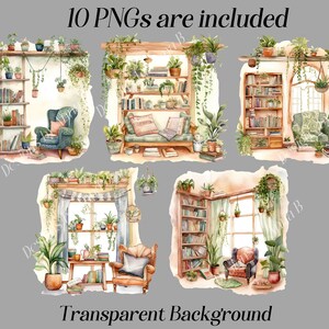 Watercolor Cozy Reading Corner Clipart, 10 High Quality JPEG and PNG ...