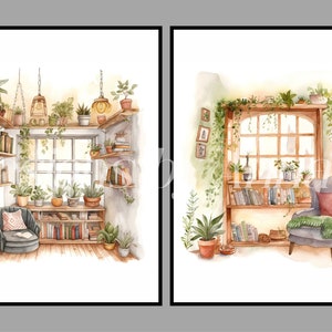 Watercolor Cozy Reading Corner Clipart, 10 High Quality JPEG and PNG ...
