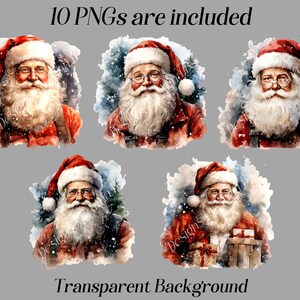 Watercolor Santa Clipart: Christmas PNG & JPEG Files (digital Download ...