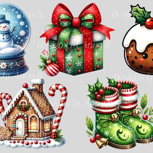 Watercolor Cute Christmas Clipart, 20 High Quality PNG Files, Xmas ...