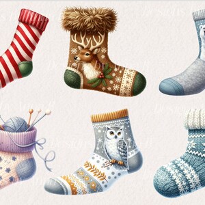 Winter Socks Clipart, Watercolor Cozy Knitted Socks Clip Art, Png ...