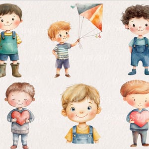 Childhood Clipart - Cute Watercolor Kids Playing PNG, Adorable Boy and ...