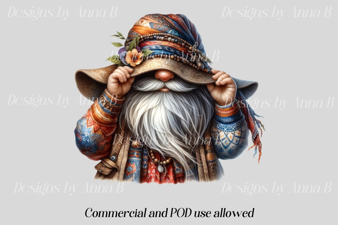 Watercolor Boho Gnome Clipart: 13 PNG Files (digital Download) - Etsy