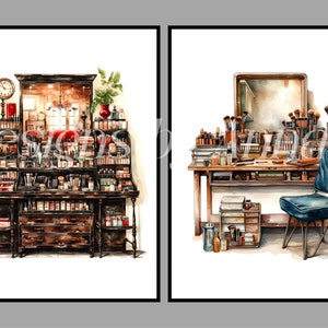 Watercolor Make up Stall Clipart, 10 High Quality JPEG and PNG Files ...