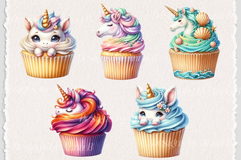 Unicorn Cupcake Clipart, Cute Cupcake Clip Art, Png, Girly Cupcake ...