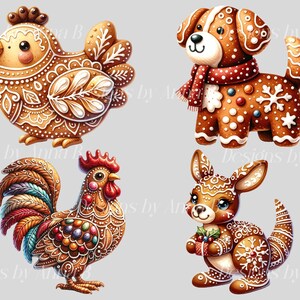 Watercolor Gingerbread Animals Clipart: Festive Holiday Pngs (digital ...