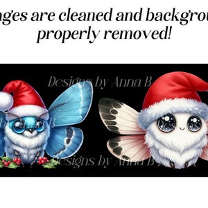 Watercolor Christmas Moth Clipart: Festive Santa PNG Graphics (digital ...