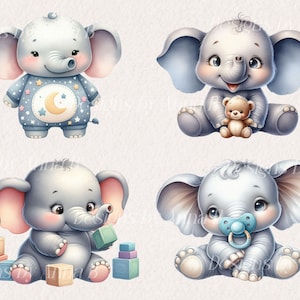 Baby Elephant Clipart – Nursery PNG Images (22 Files) (digital Download ...
