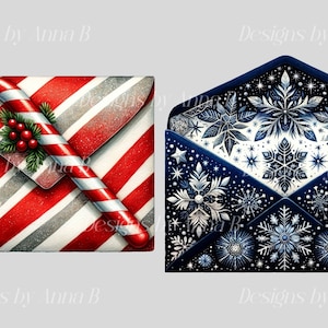 Watercolor Christmas Envelopes Clipart: Festive Holiday PNG Files - Etsy