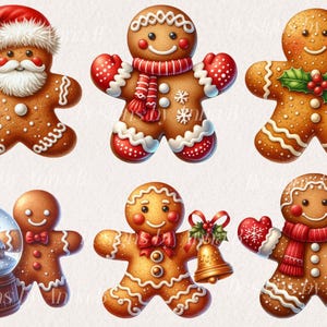 Gingerbread Man Clipart: 36 Christmas PNG Illustrations (digital ...