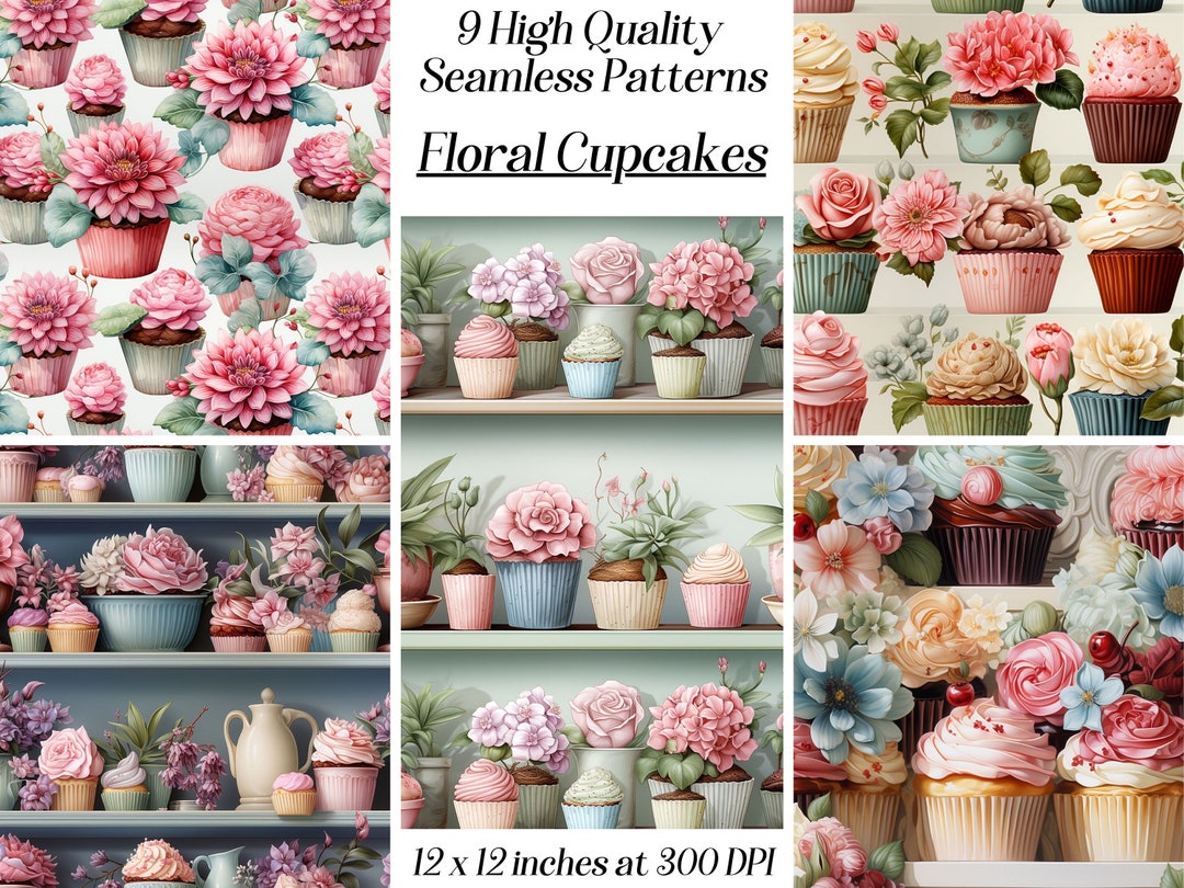 Cupcakes Seamless Pattern, Dessert, Bakery, Repeat Pattern, Sweet Food ...