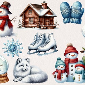Watercolor Snowman Clipart: Festive Winter PNG (digital Download) - Etsy