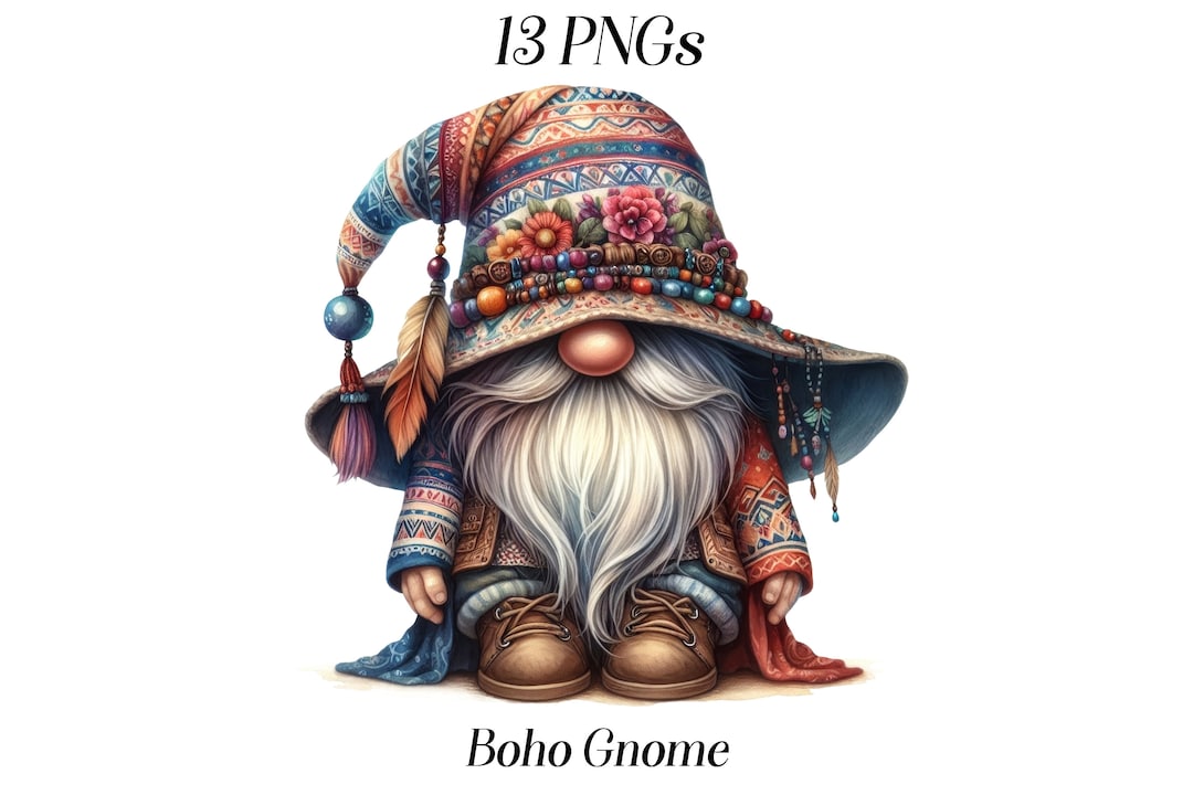 Watercolor Boho Gnome Clipart: 13 PNG Files (digital Download) - Etsy