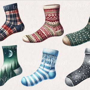 Winter Socks Clipart, Watercolor Cozy Knitted Socks Clip Art, Png ...