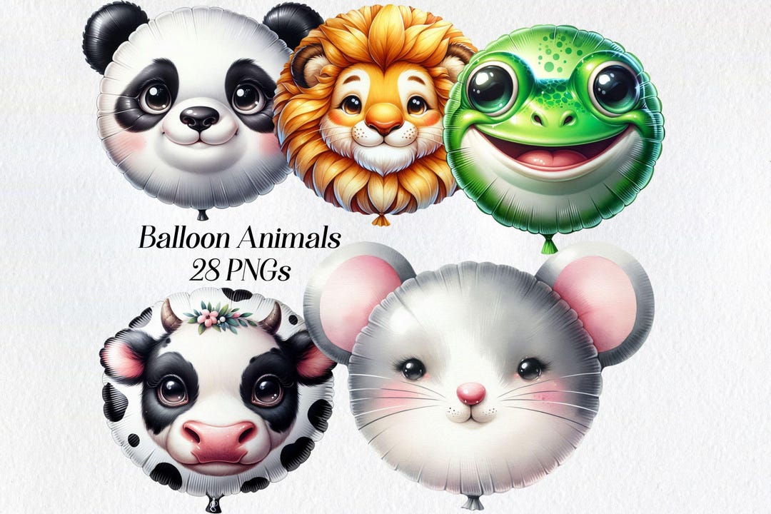 Balloon Animals Clipart, Watercolor Cute Balloon Clip Art, Png, Nursery ...