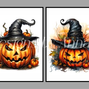 Watercolor Halloween Pumpkin Clipart, 10 High Quality JPEG and PNG ...