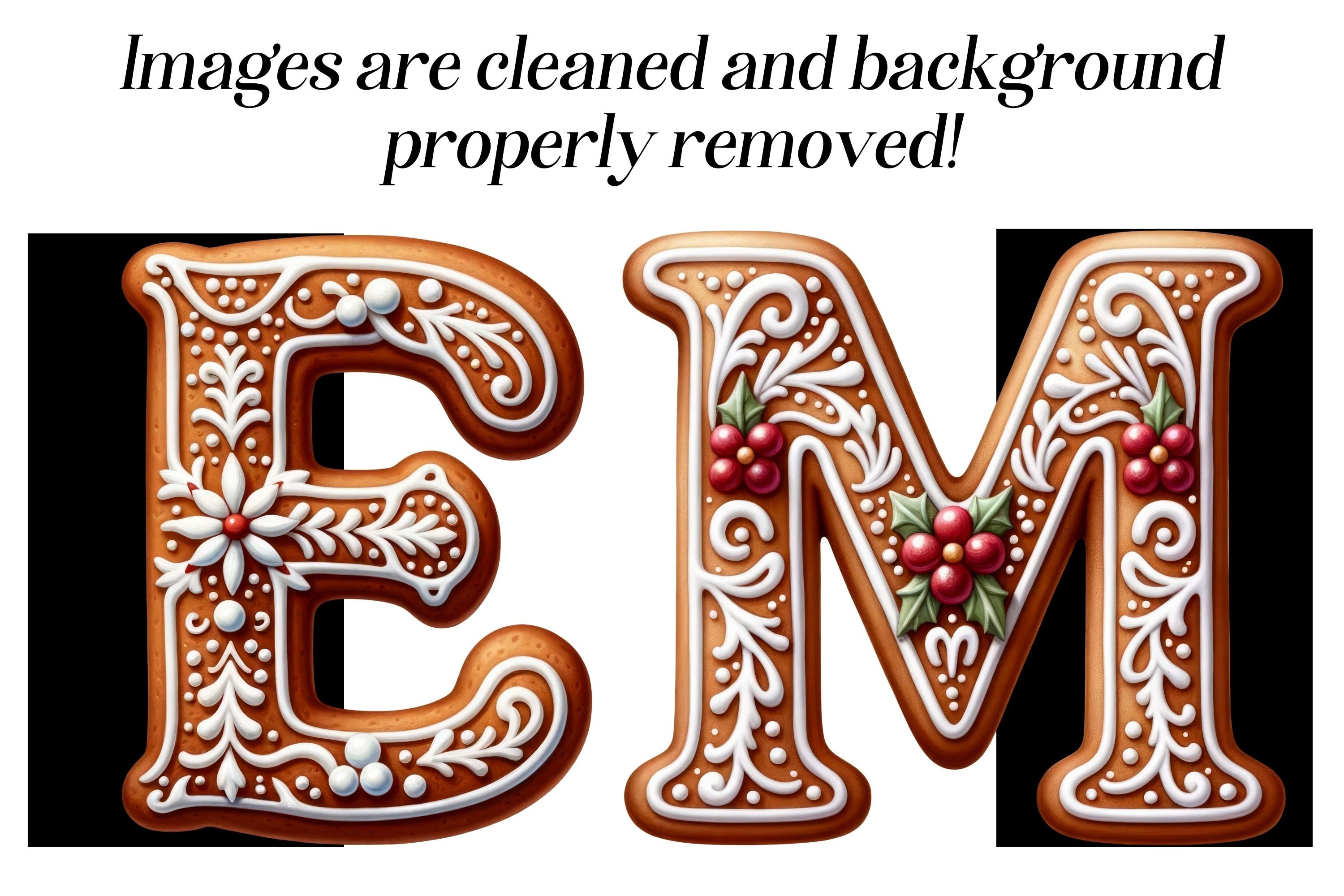 Watercolor Gingerbread Cookie Alphabet Clipart (PNG Files) - Etsy