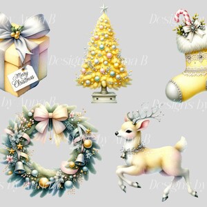 Yellow Christmas Clipart, Xmas Clip Art, Png, Cozy Holiday Illustration ...