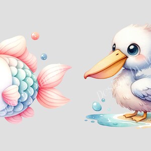 Watercolor Cute Nautical Clipart, 12 High Quality PNG Files, Ocean ...