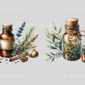 Watercolor Essential Oils Clipart, 13 PNG Files, Spa, Aromatherapy ...