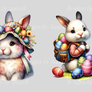 Watercolor Easter Bunny Clipart, 10 High Quality PNG Files, Easter Clip ...