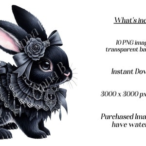 Watercolor Gothic Bunny Clipart, 10 High Quality PNG Files, Goth Clip ...