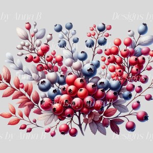 Watercolor Winter Berries Clipart: Botanical PNG Files (12 Count) - Etsy