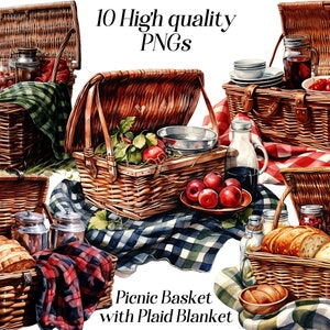 Watercolor Picnic Basket Clipart: Summer Food Graphics (PNG Files) - Etsy