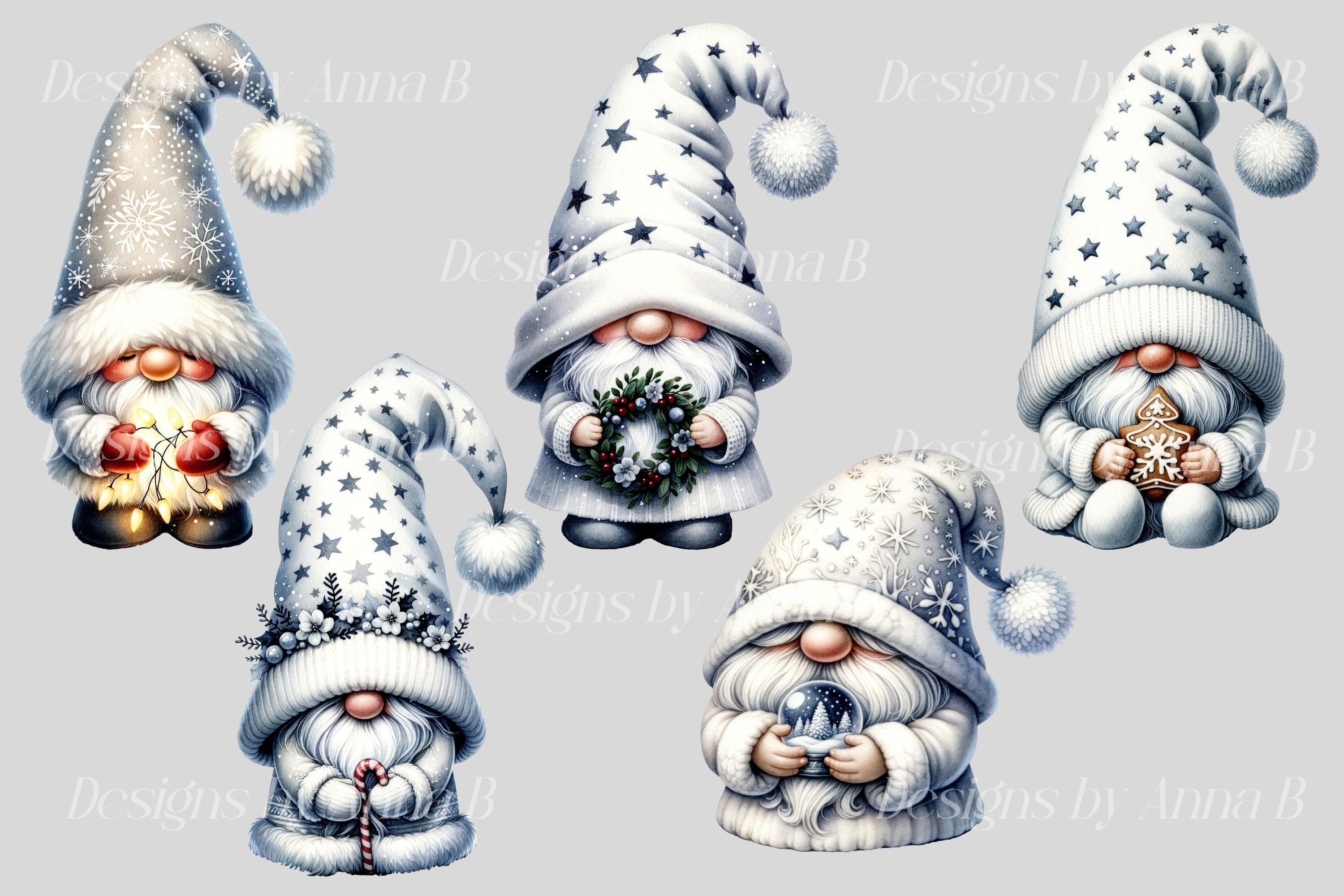 Watercolor Christmas Gnomes Clipart: Festive Winter Graphics (digital ...