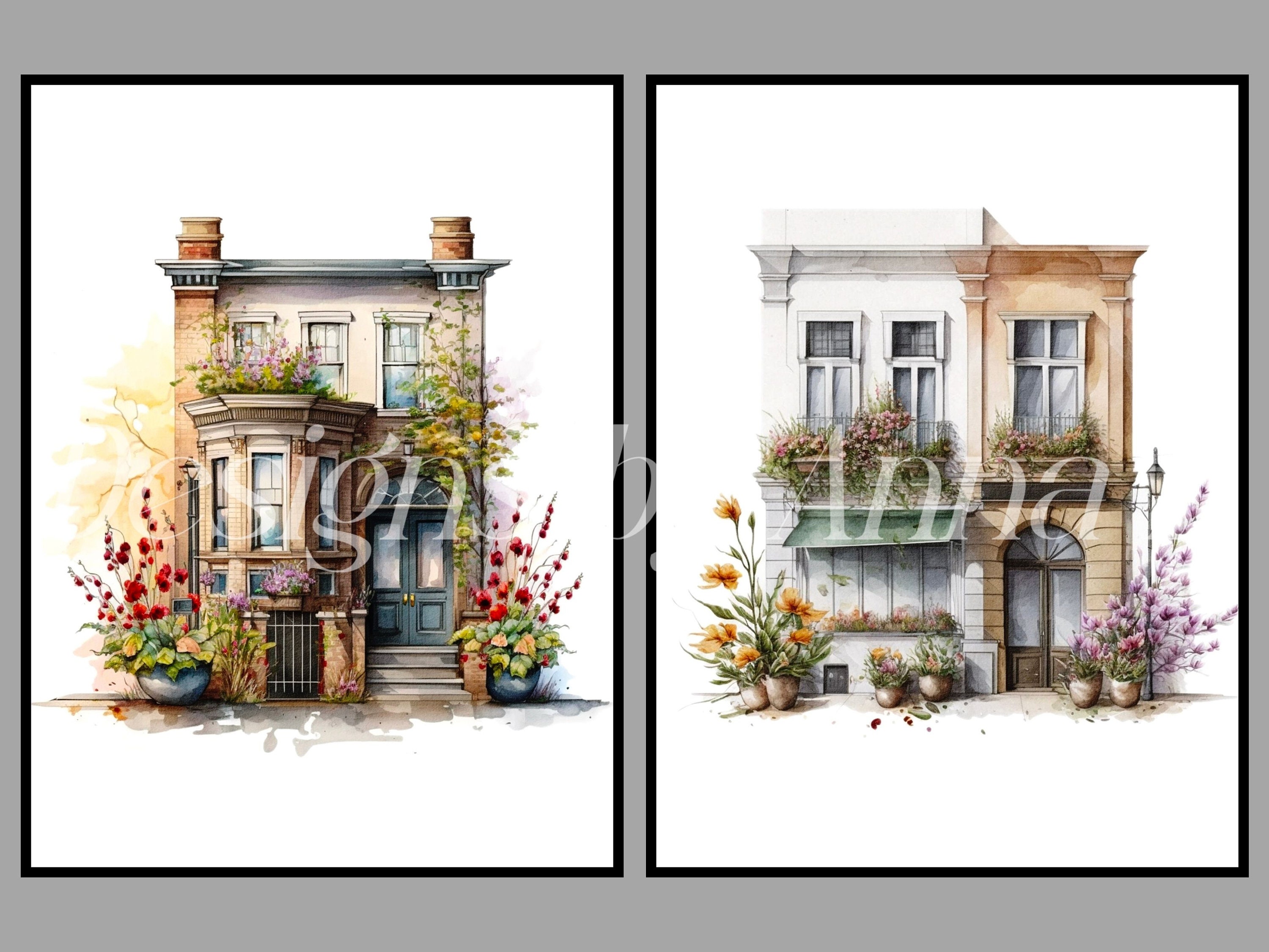 Watercolor Store Front Clipart 10 High Quality JPEG and PNG - Etsy