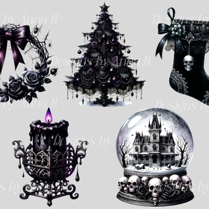 Watercolor Gothic Christmas Clipart: 22 PNG Files (digital Download) - Etsy