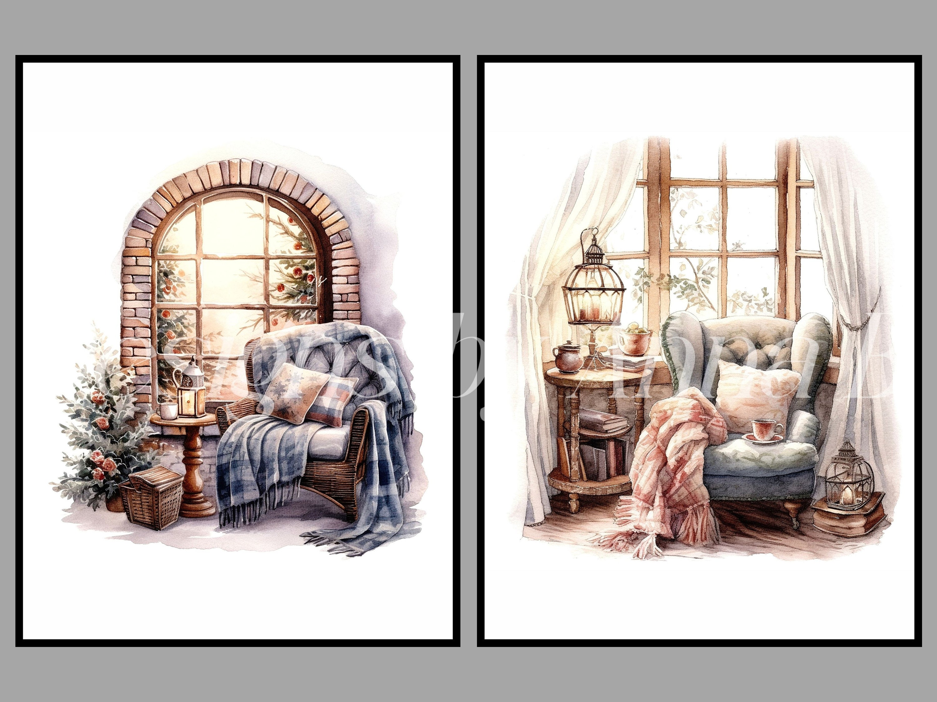 Watercolor Cozy Winter Clipart 10 High Quality JPEG and PNG - Etsy