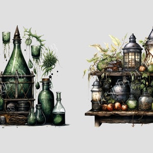 Watercolor Witches Inventory Clipart, 10 High Quality PNG Files ...