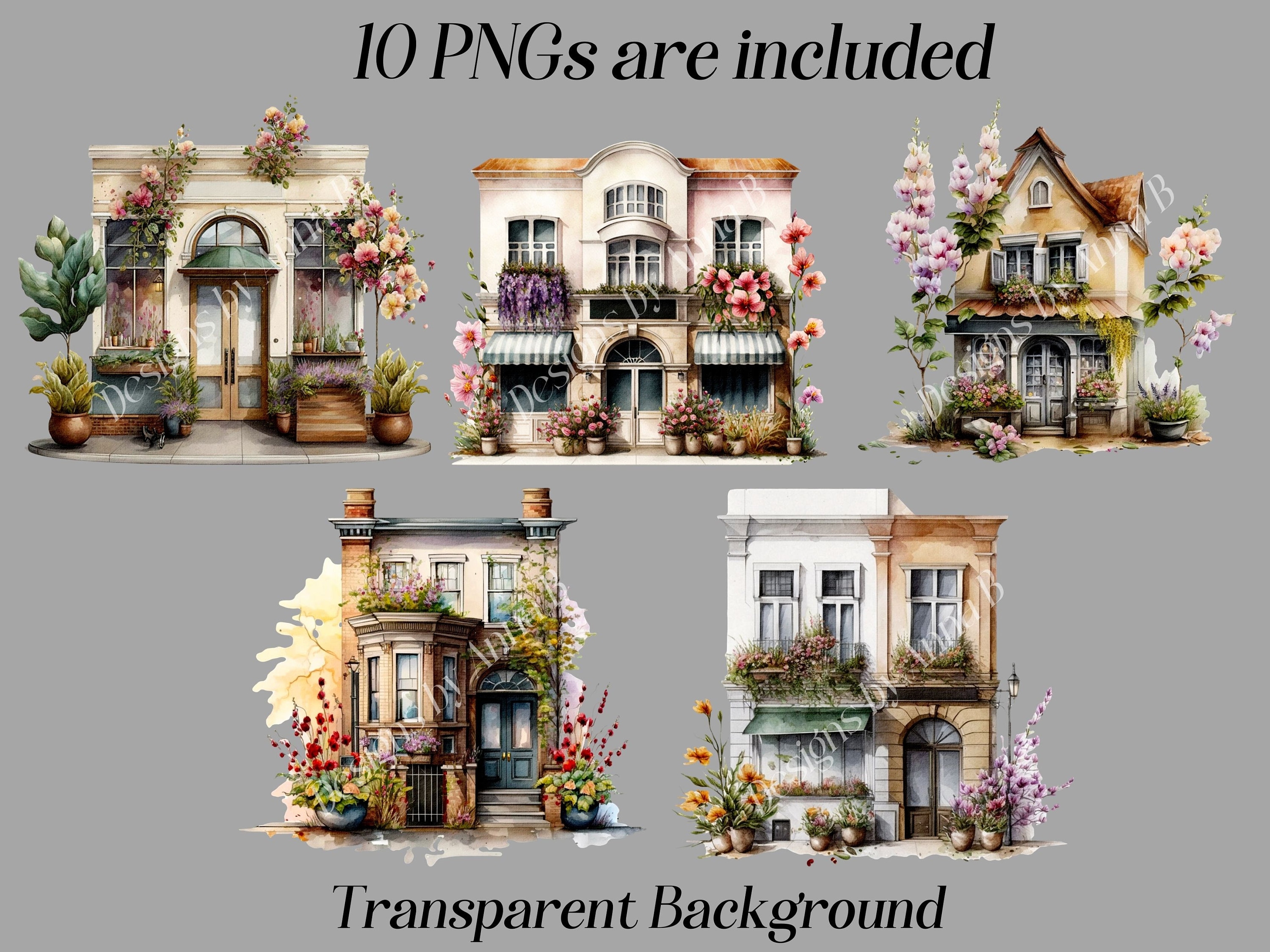 Watercolor Store Front Clipart 10 High Quality JPEG and PNG - Etsy