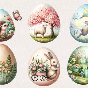 Watercolor Easter Egg Clipart: Spring Animals, Floral Pngs (digital ...
