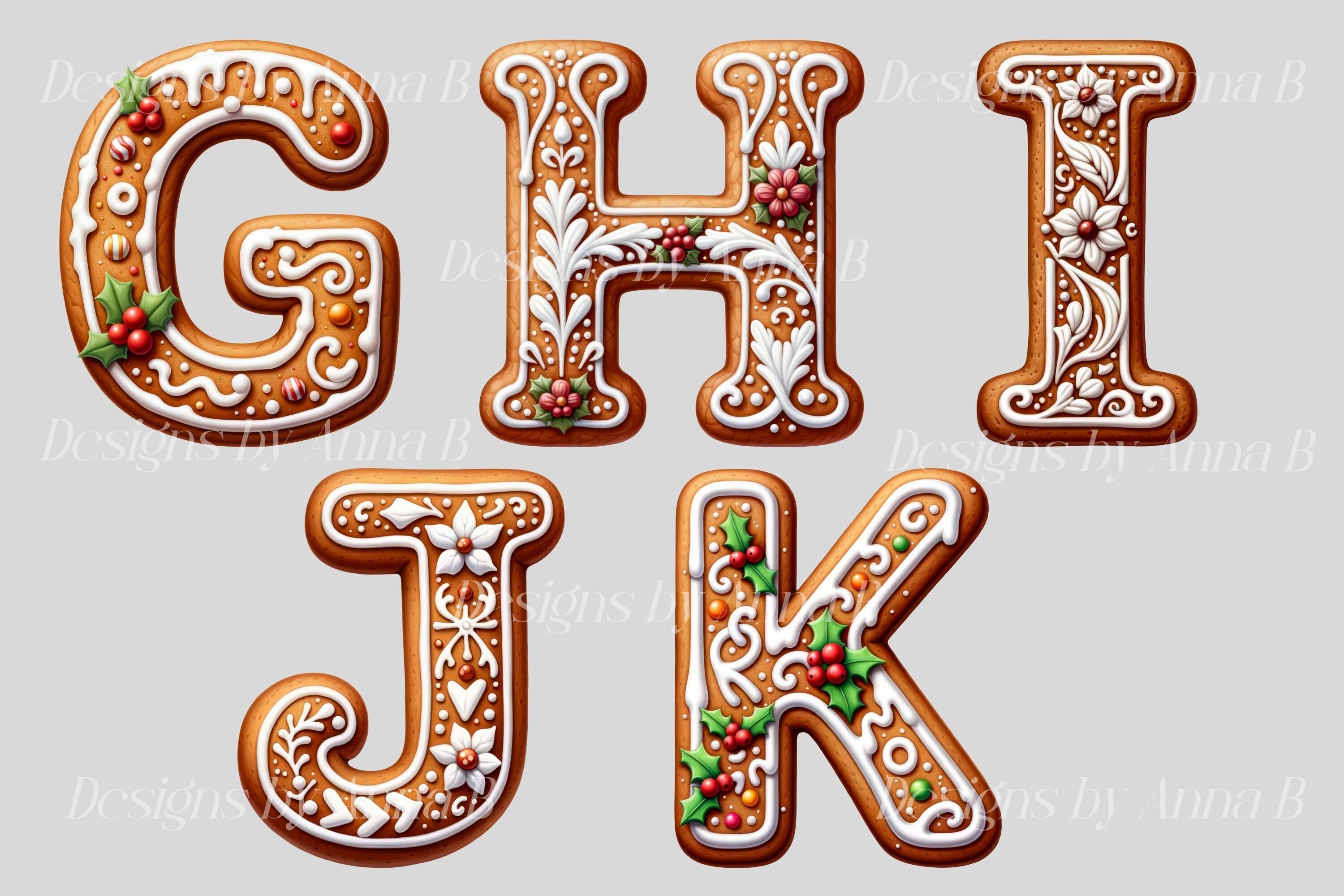 Watercolor Gingerbread Cookie Alphabet Clipart (PNG Files) - Etsy